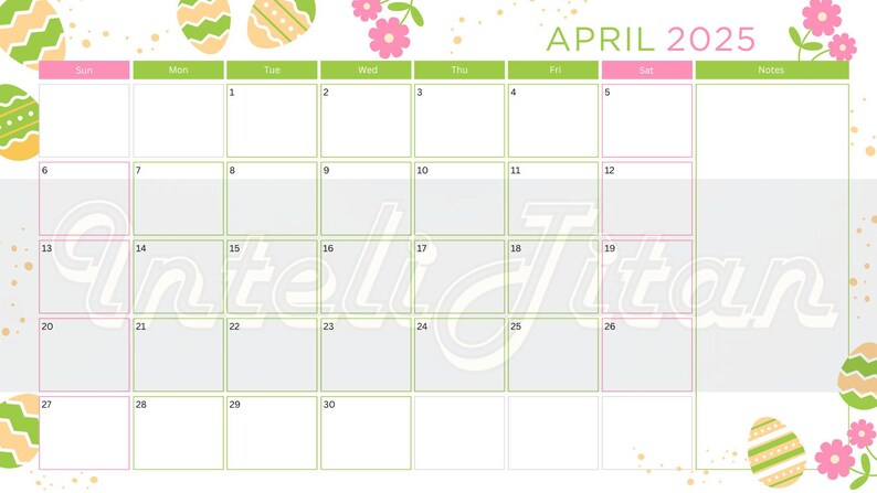 Pastel Easter Bunny April 2025 Calendar – Printable Monthly Planner ...