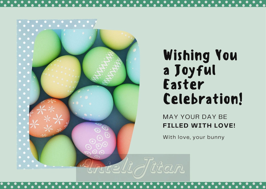 Cute Easter Egg Card – Digital Greeting Card With Bunny & Flowers ...
