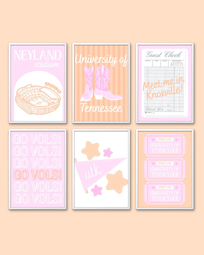 UNIVERSITY OF TENNESSEE | Set of 6 Prints | Digital Downloads - Etsy