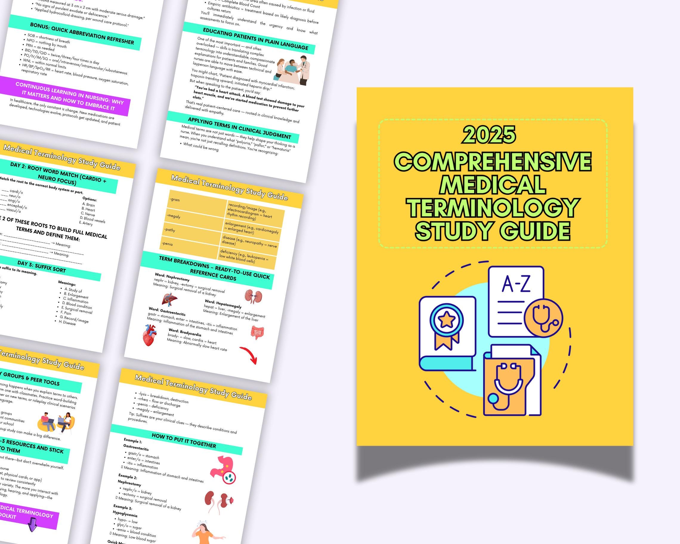 Medical Terminology Study Guide, Medical Terminology Prefixes, Nursing ...