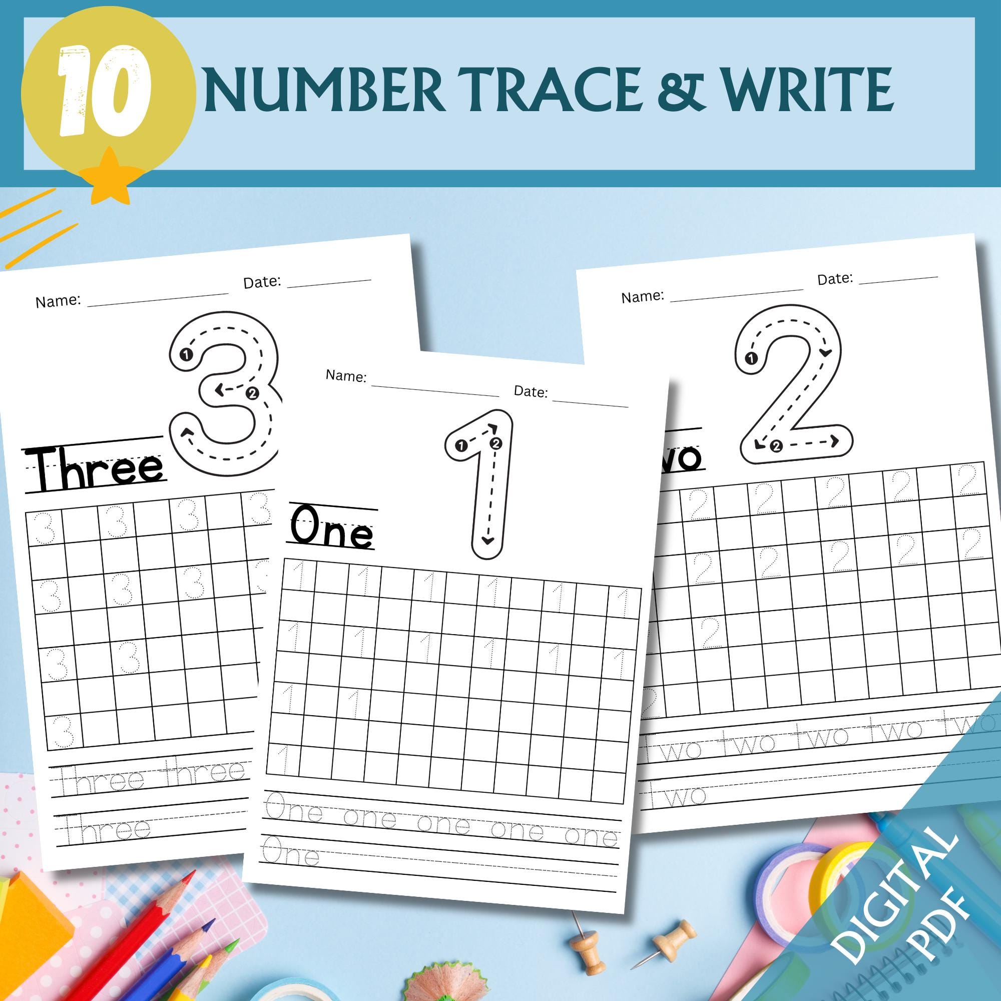 Printable Number Tracing Worksheets (1-10) | Fine Motor & Handwriting ...