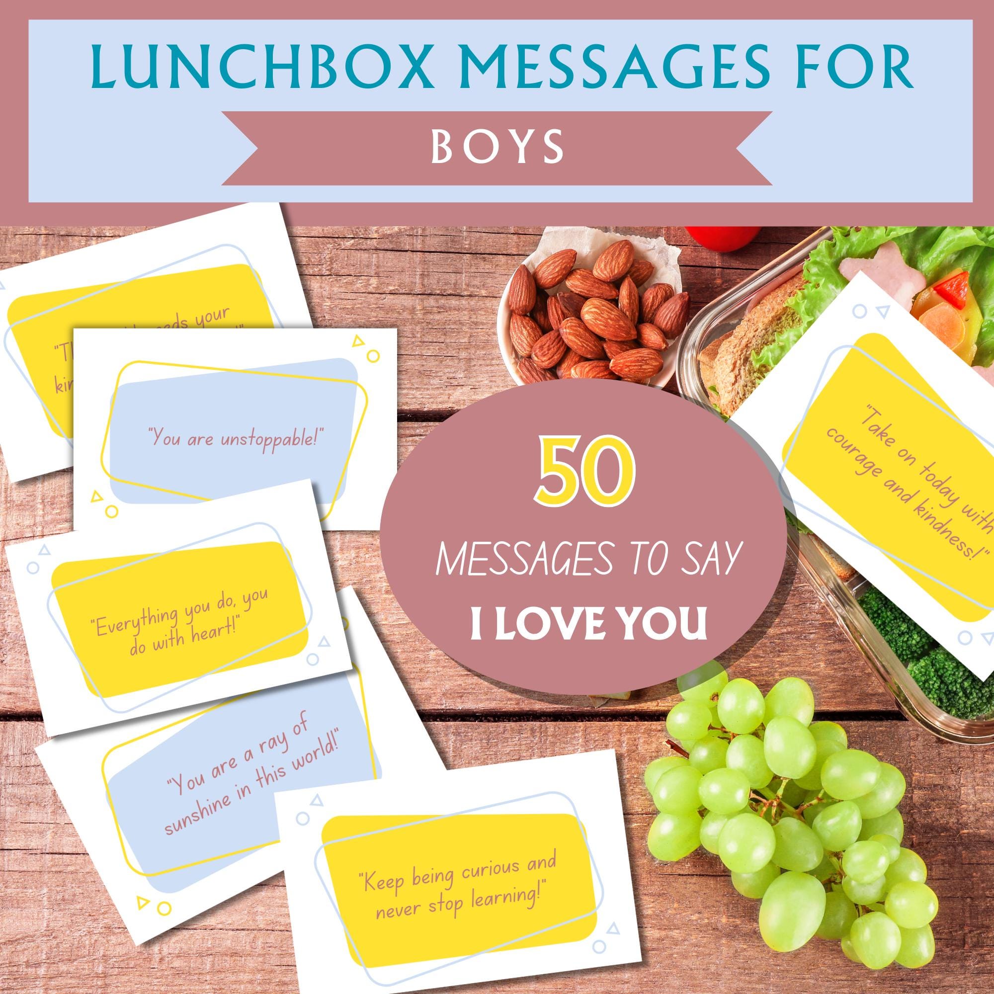 Printable Lunchbox Messages for Boys - Messages to Say I Love You - PDF ...