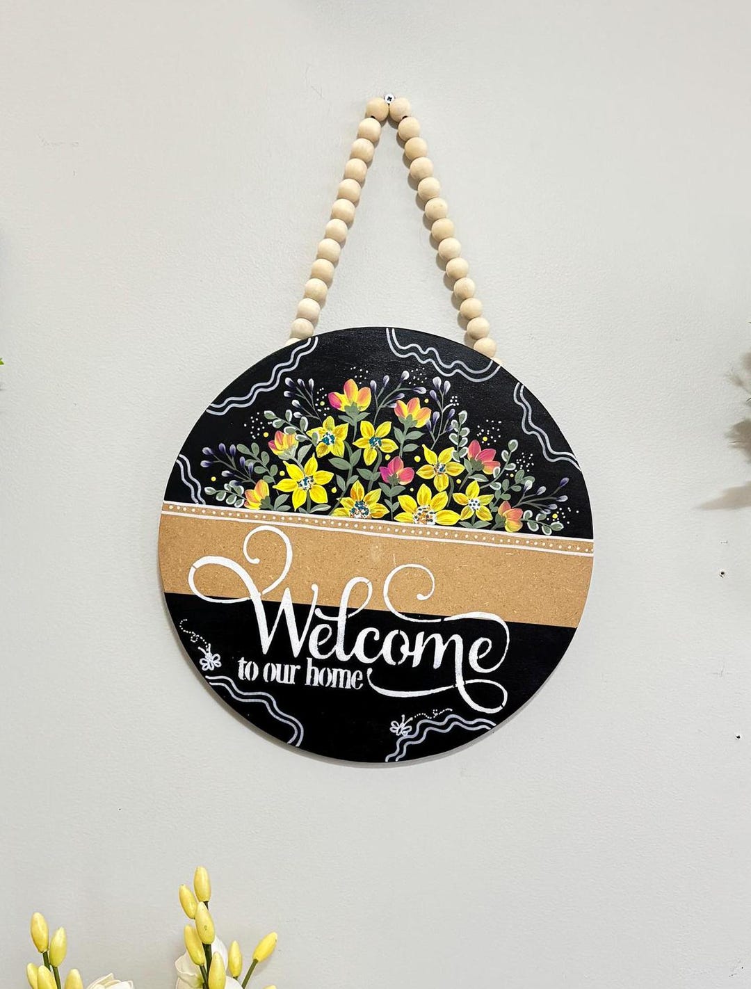 Floral Welcome Home Wood Sign: Handmade Farmhouse Decor - Etsy