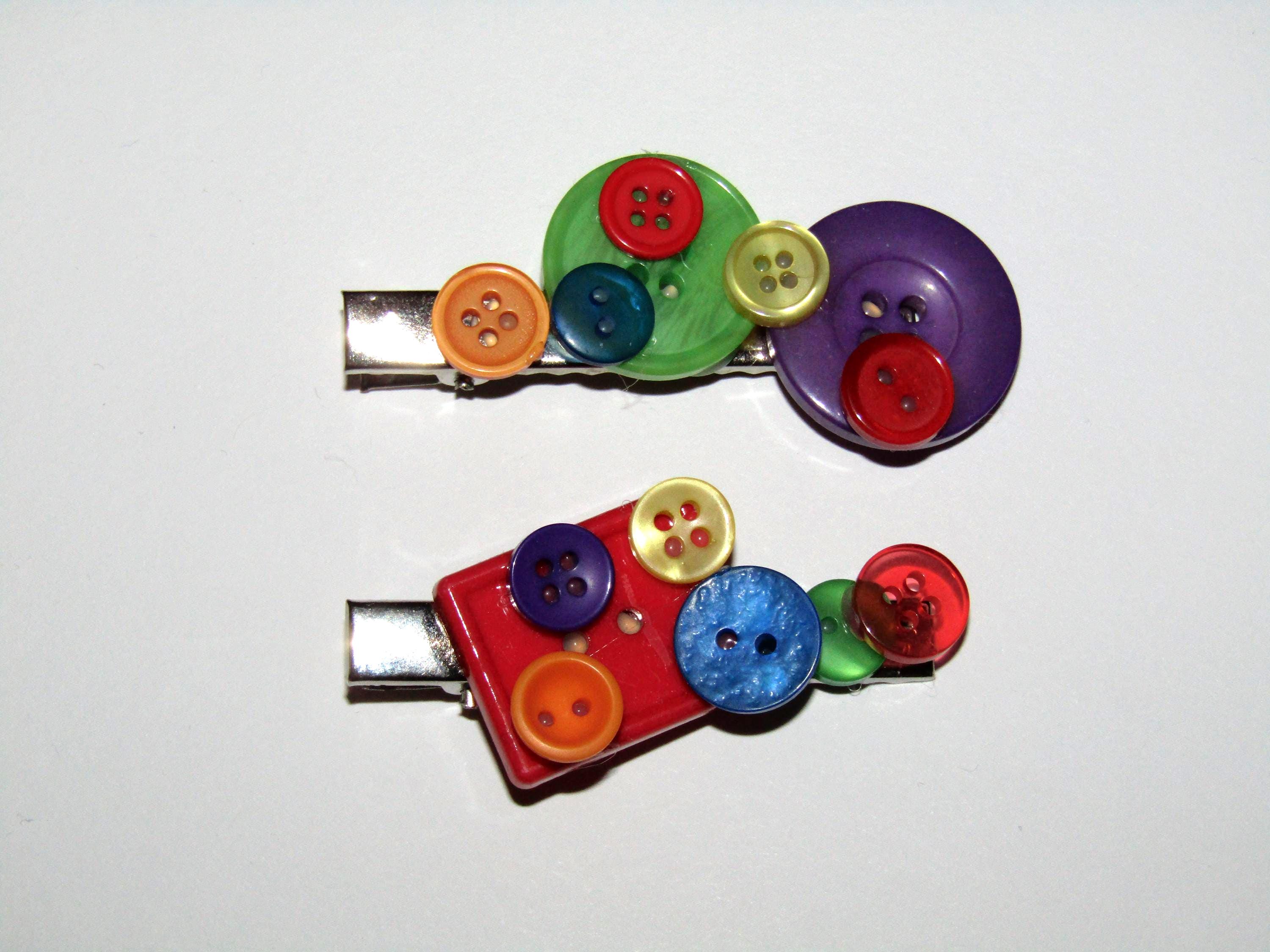 Colorful Button Hairclips - Etsy