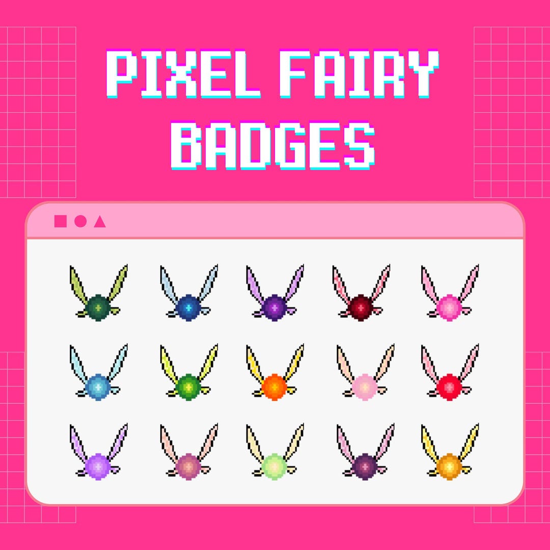 Kawaii Pixel Fairy Badges | Cute Digital Twitch Sub and Bit Badge ...