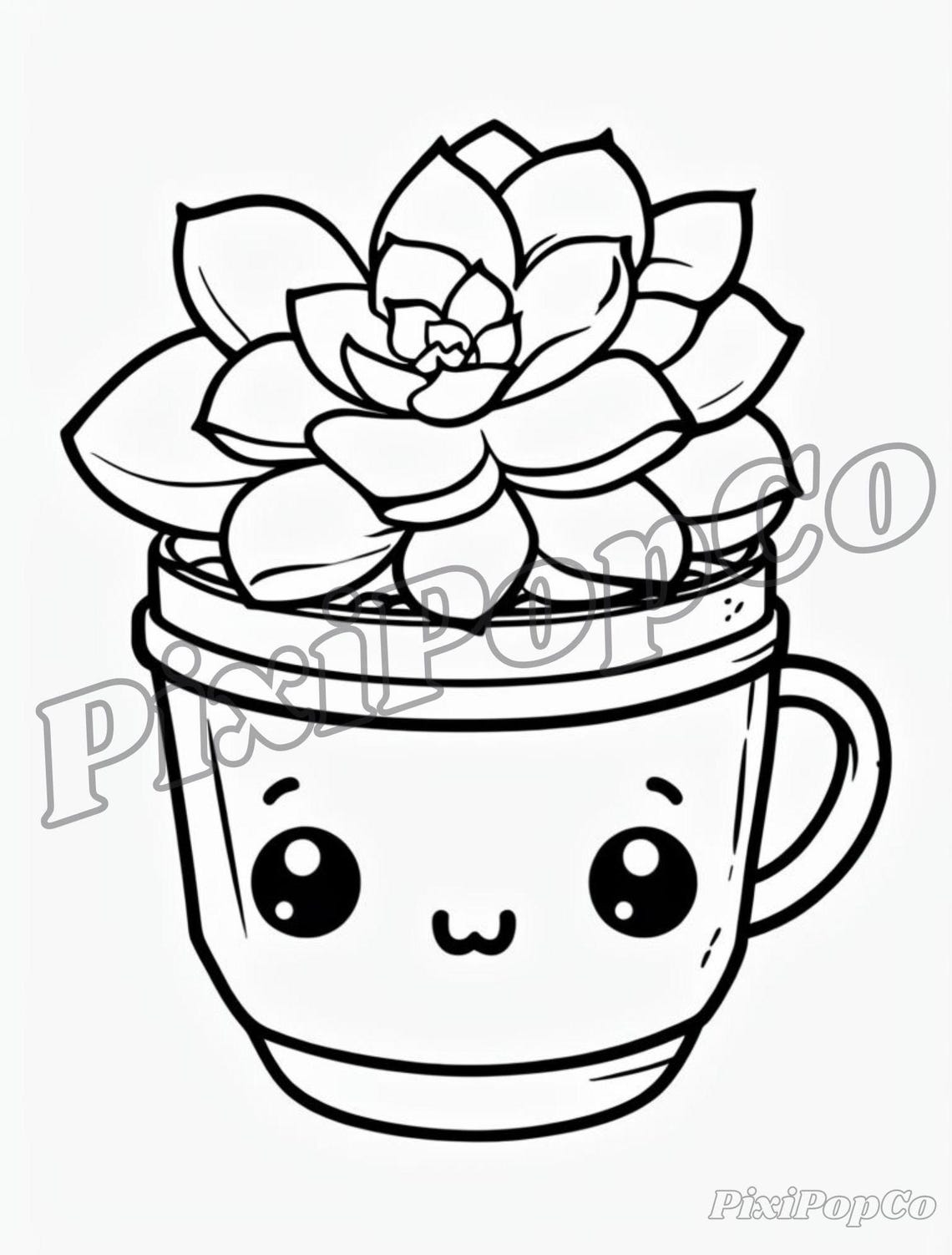 Chibi Succulent Coloring Page: Kawaii Plant Printable (digital Download ...