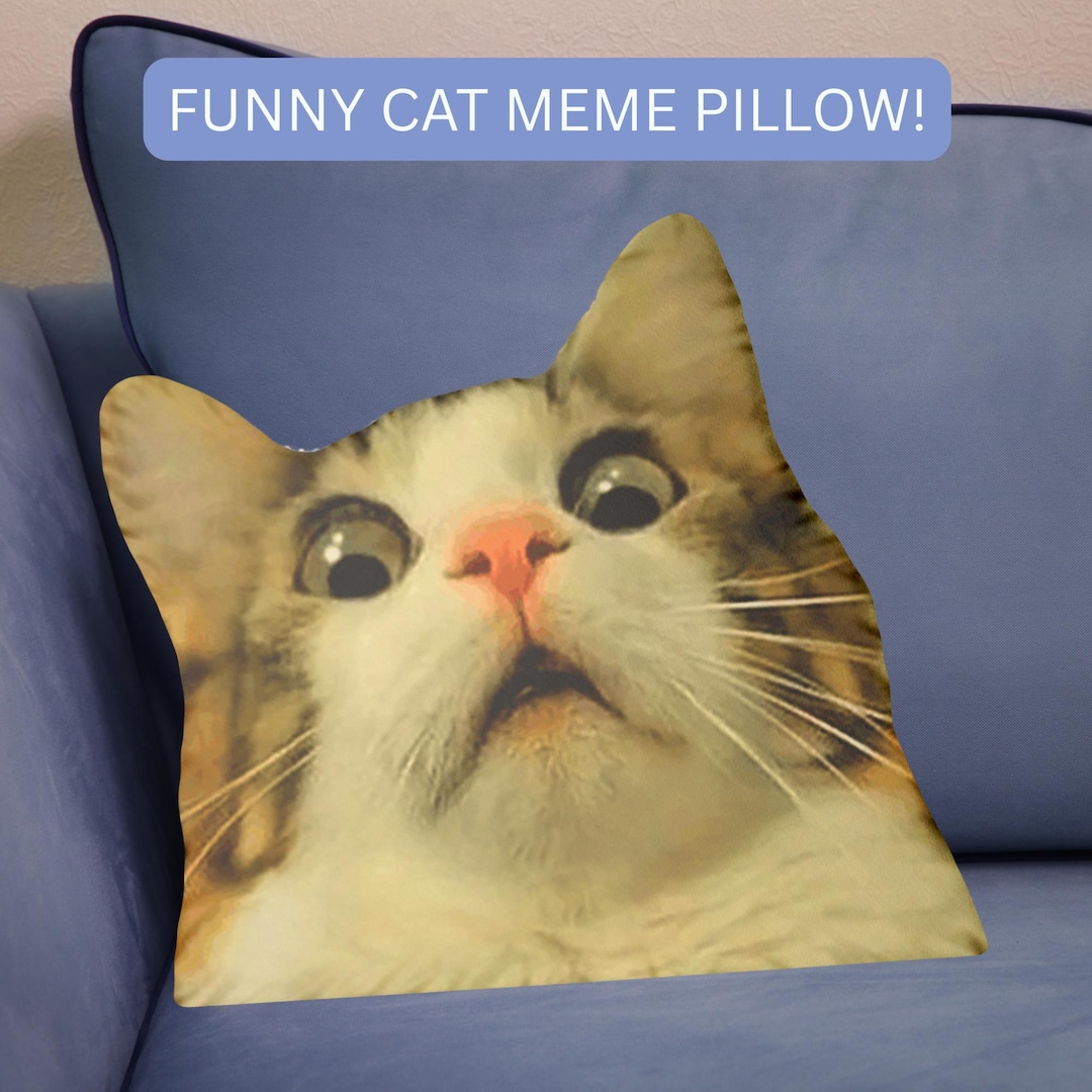 Cat Shaped Pillow - Funny Cat Meme, Cat Lover Gift, Custom Decorative Cushion, Cat Shaped Pillow ...