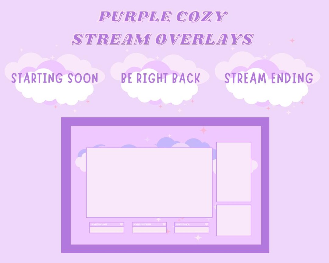 Pastel Purple Twitch Overlay Set | Gamer Girl Stream Graphics ...