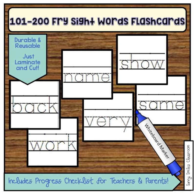 Second 100 Fry Sight Words Printables Tracing Flash Cards for ...