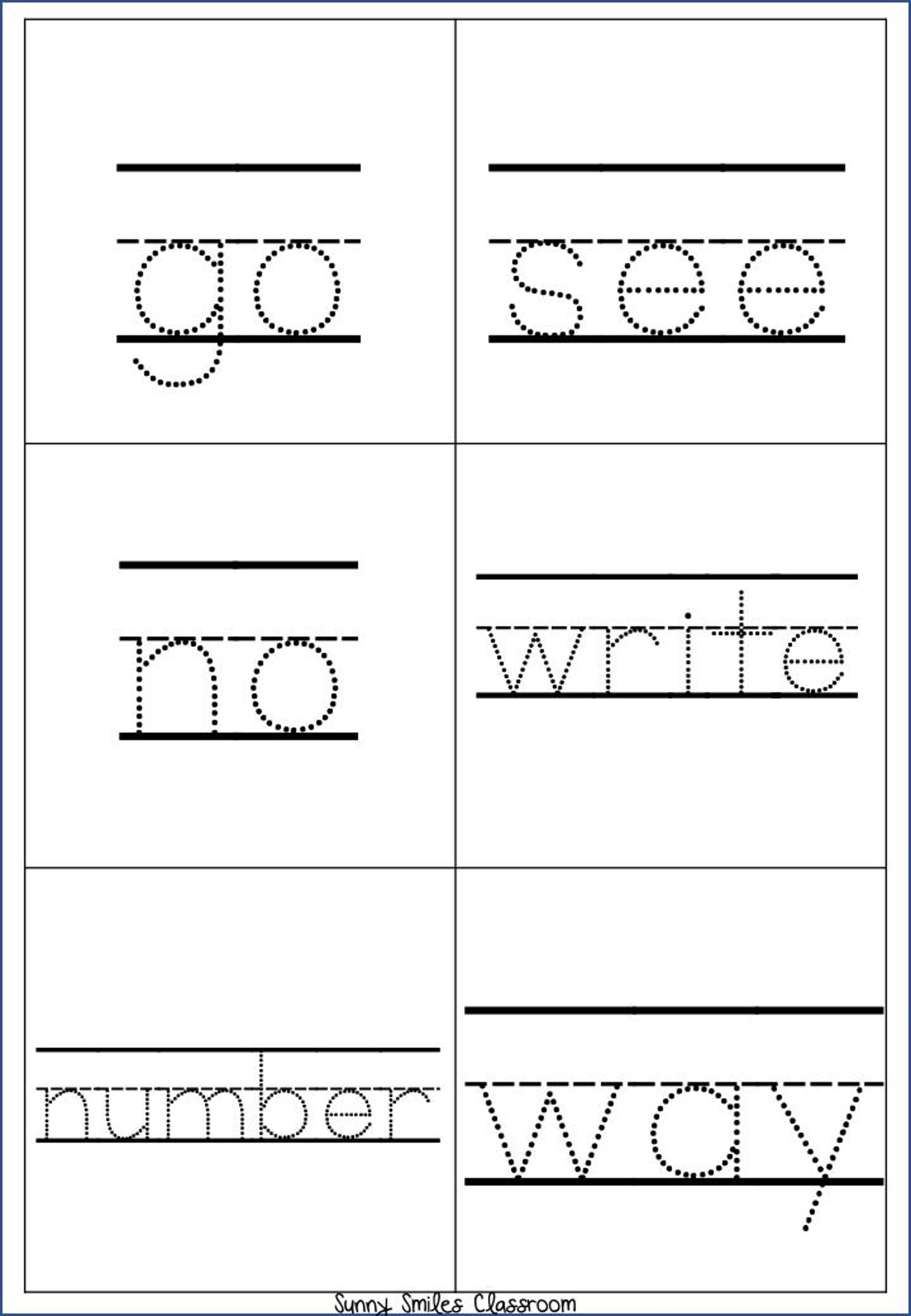 Fry Sight Words Flashcards: Tracing for Kindergarten (PDF Pattern) - Etsy
