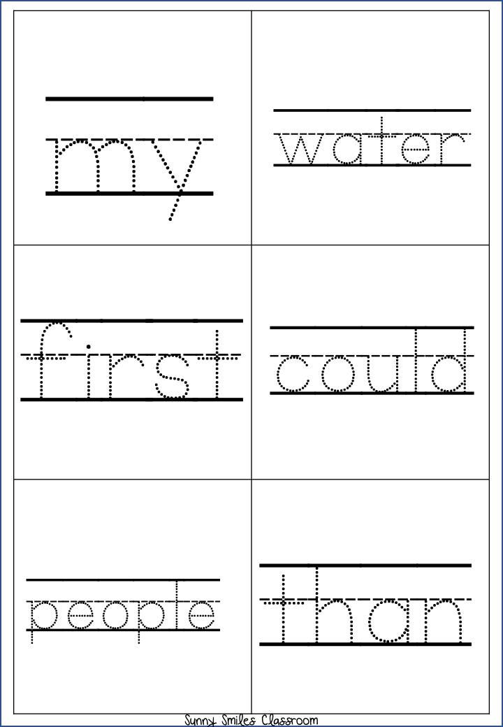 Fry Sight Words Flashcards: Tracing for Kindergarten (PDF Pattern) - Etsy