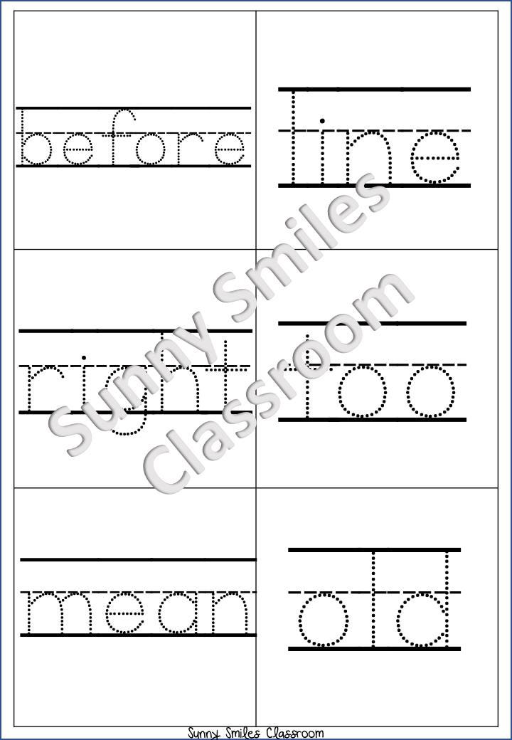 Second 100 Fry Sight Words Printables Tracing Flash Cards for ...