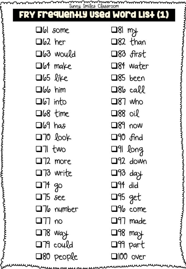 Fry Sight Words Flashcards: Tracing for Kindergarten (PDF Pattern) - Etsy