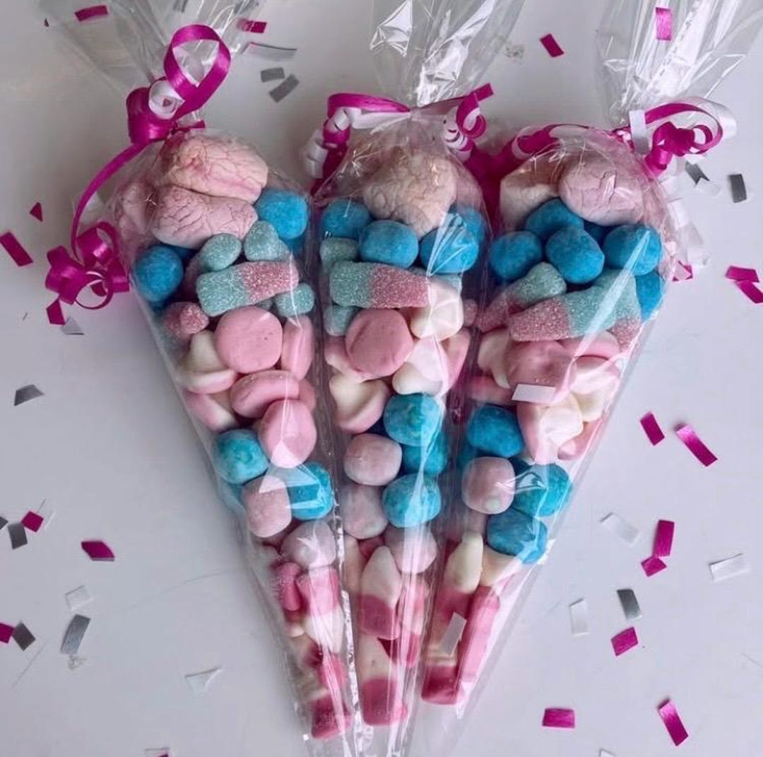 Pink and Blue Sweet Cones - Colorful Candy Favors for Birthdays & Baby ...