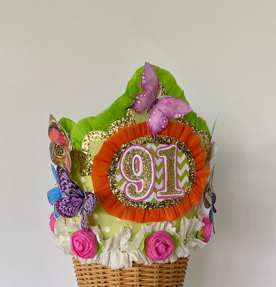 Butterfly Birthday hat - butterfly Birthday Crown, garden party hat ...