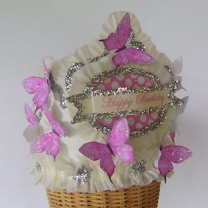 Butterfly Birthday Hat, Butterfly Birthday Crown, Pink Butterflies ...