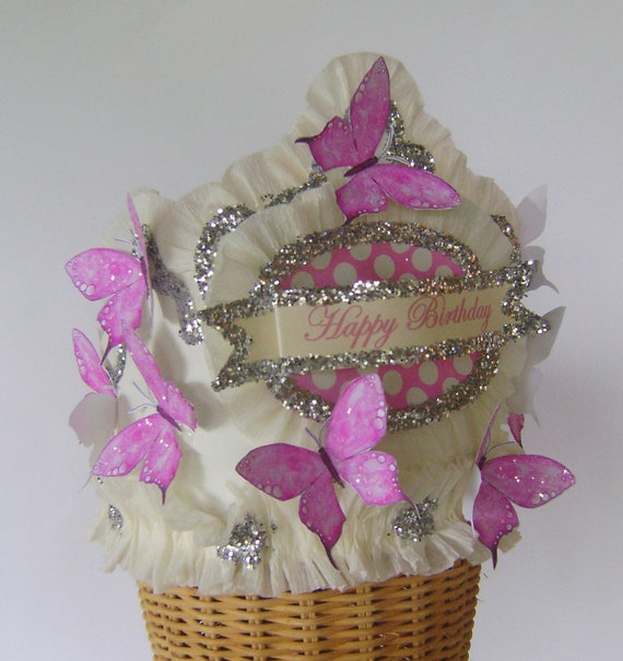 Butterfly Birthday Hat, Butterfly Birthday Crown, pink butterflies ...