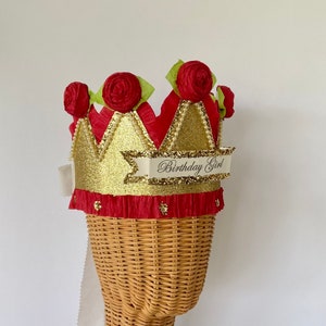 Birthday Crown, Birthday Hat, Adult Birthday Hat, Gold and Red Birthday ...