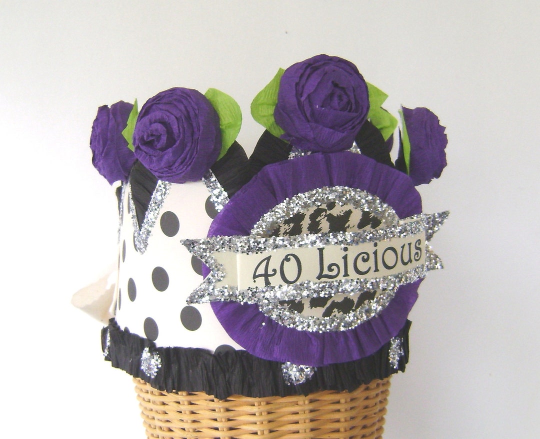 40th Birthday Crown, 40th Birthday Hat, Polka Dot Birthday Hat ...