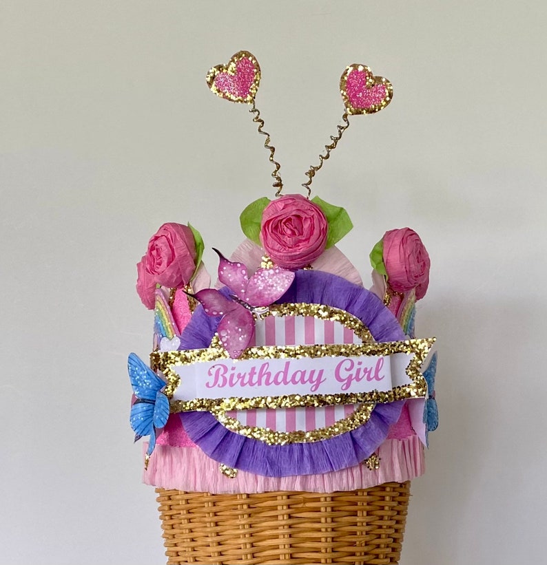 Rainbows and Butterflies Birthday Hat Birthday Crown Custom - Etsy