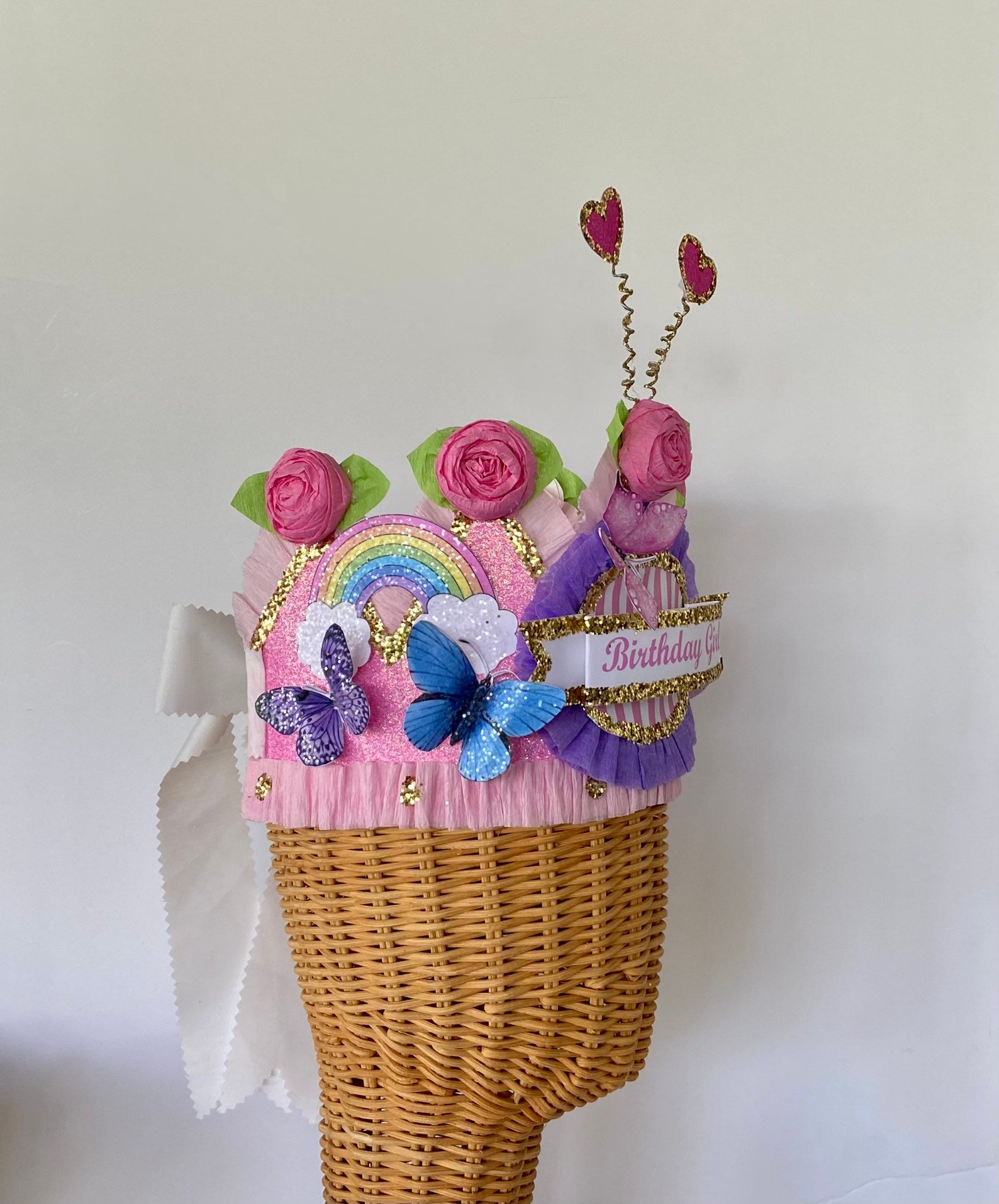 Rainbows and Butterflies Birthday Hat Birthday Crown Custom - Etsy