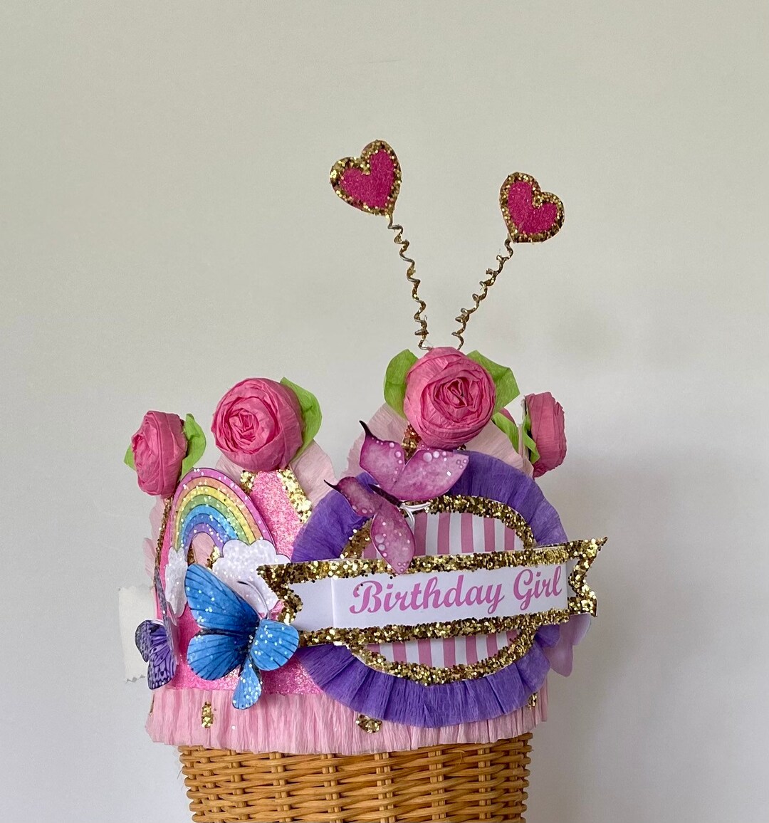 Rainbows and Butterflies Birthday Hat Birthday Crown Custom - Etsy