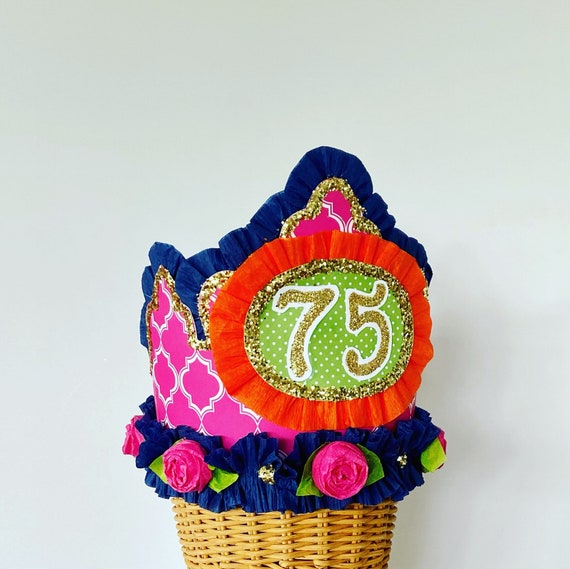 75th birthday Crown, 75th birthday Hat, Adult Birthday hat, over the ...