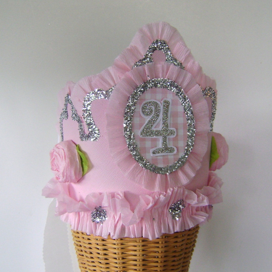 4th Birthday Crown, 4th Birthday Hat, Pink Birthday Hat, Customize With ...
