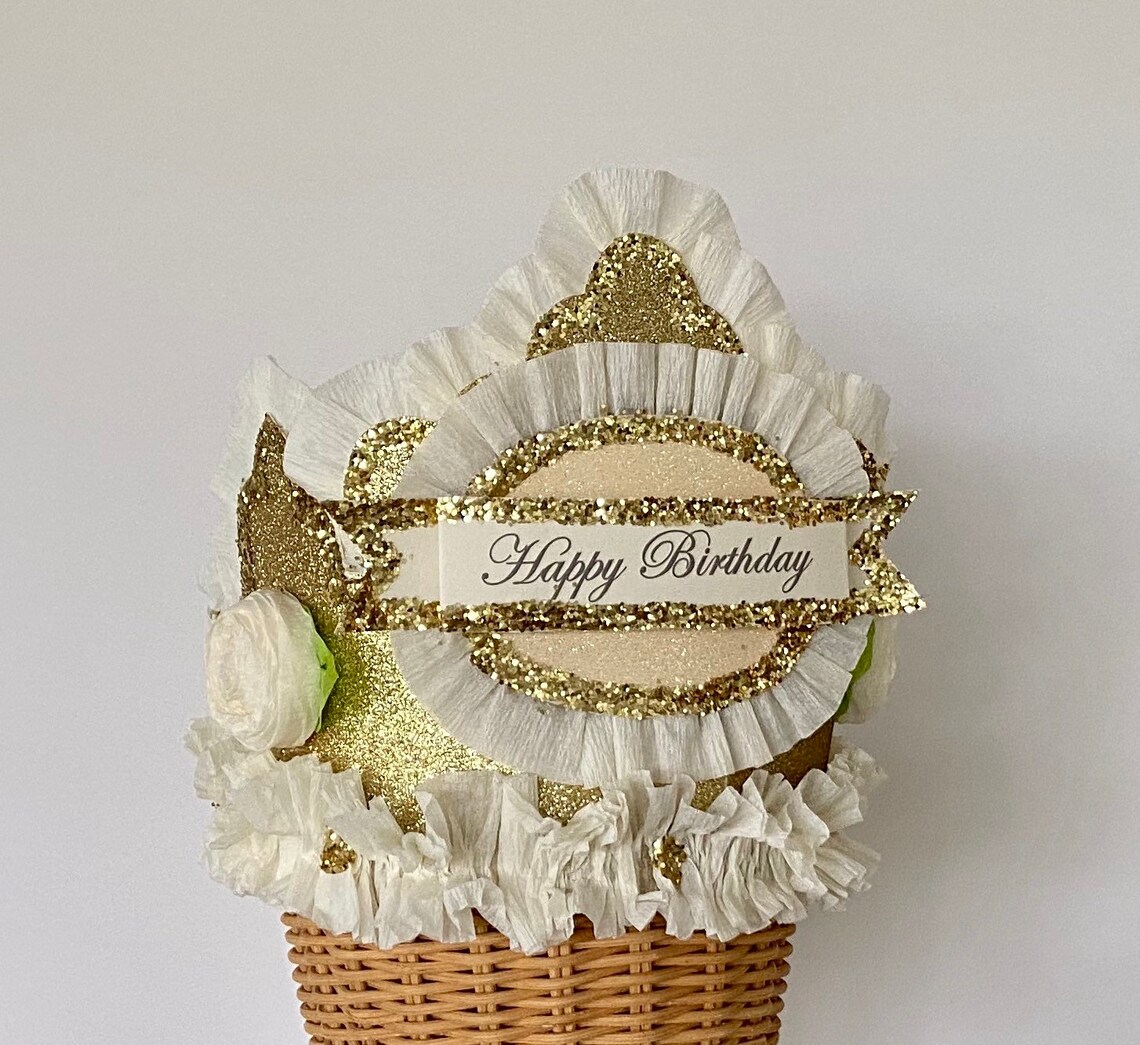 Birthday Crown Birthday Hat Gold Glitter Birthday Hat Girls | Etsy