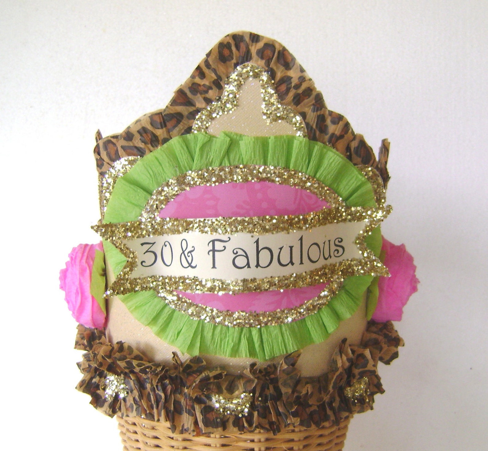30th Birthday Crown: Cheetah Print, Gold Glitter, Customizable - Etsy
