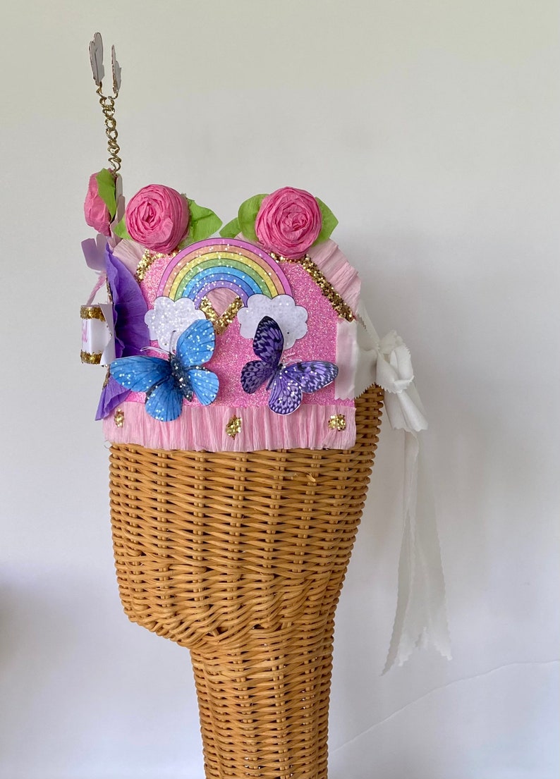 Rainbows and Butterflies Birthday Hat Birthday Crown Custom - Etsy