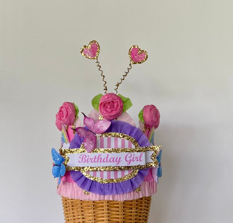 Rainbows and Butterflies Birthday Hat Birthday Crown Custom - Etsy