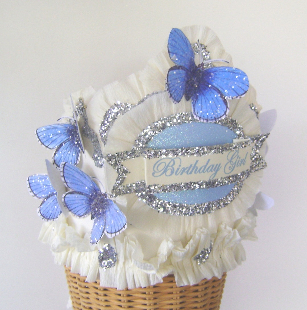Butterfly Birthday Hat, Butterfly Birthday Crown, Blue Butterfly ...