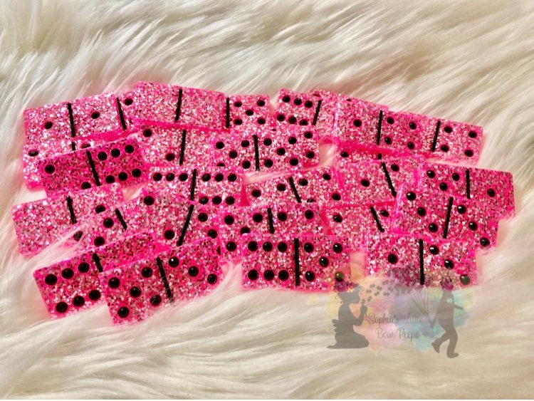 Glittered Dominoes With Hand Set Rhinestones and Hand Painted Accents ...