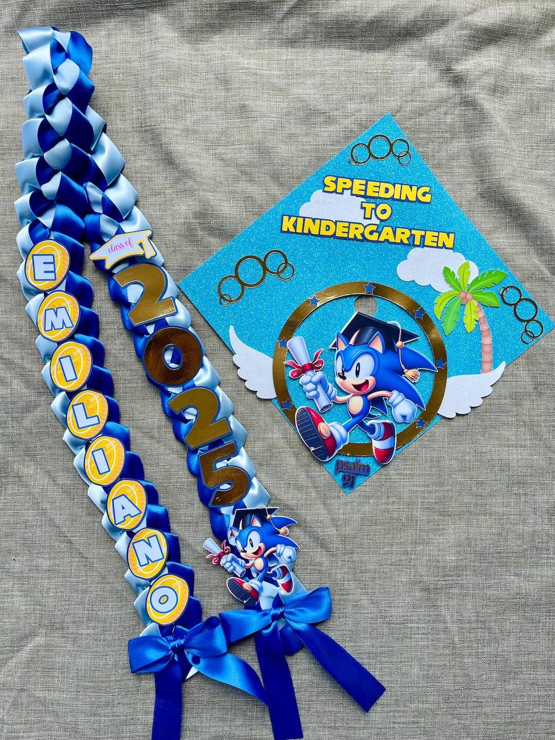 Custom Sonic Graduation Cap Topper and Ribbon Lei Set – Class of 2026 ...