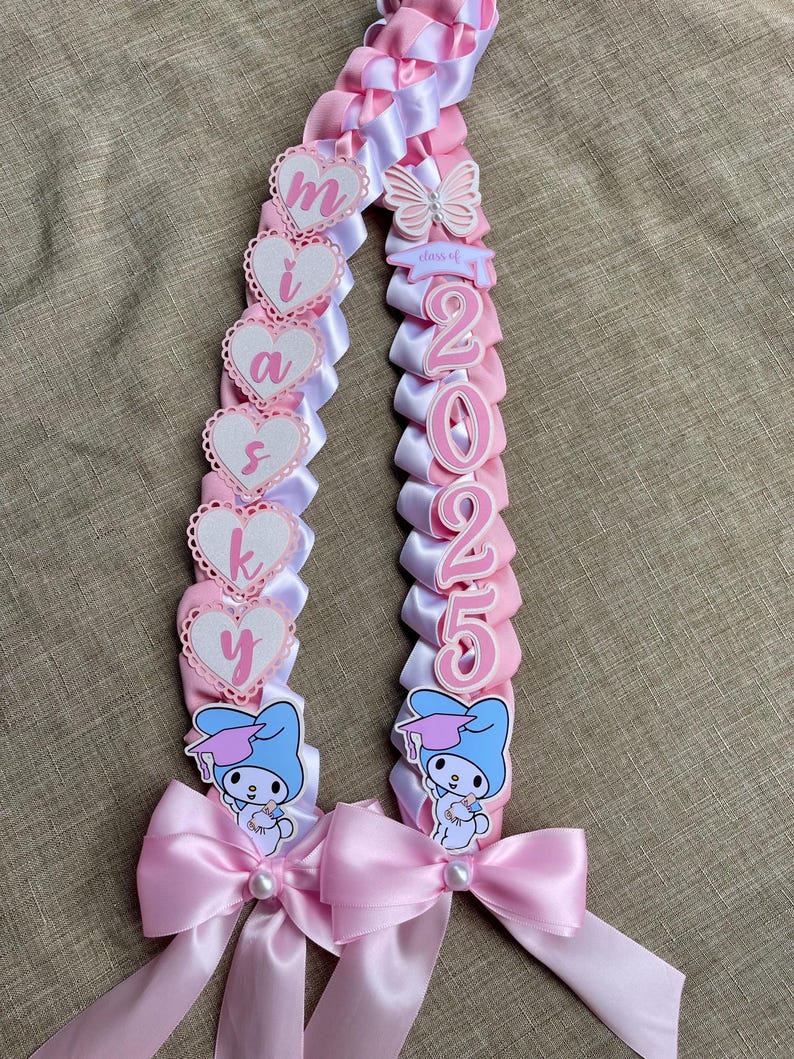 Custom 2026 Graduation Ribbon Lei: Pink Girly Gift - Etsy