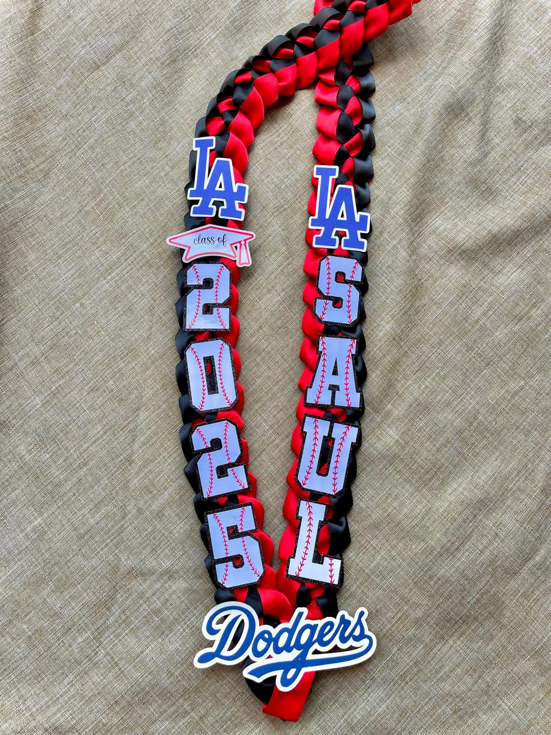 Custom Graduation Lei: Class of 2026 Ribbon Lei, Dodgers Baseball Theme ...