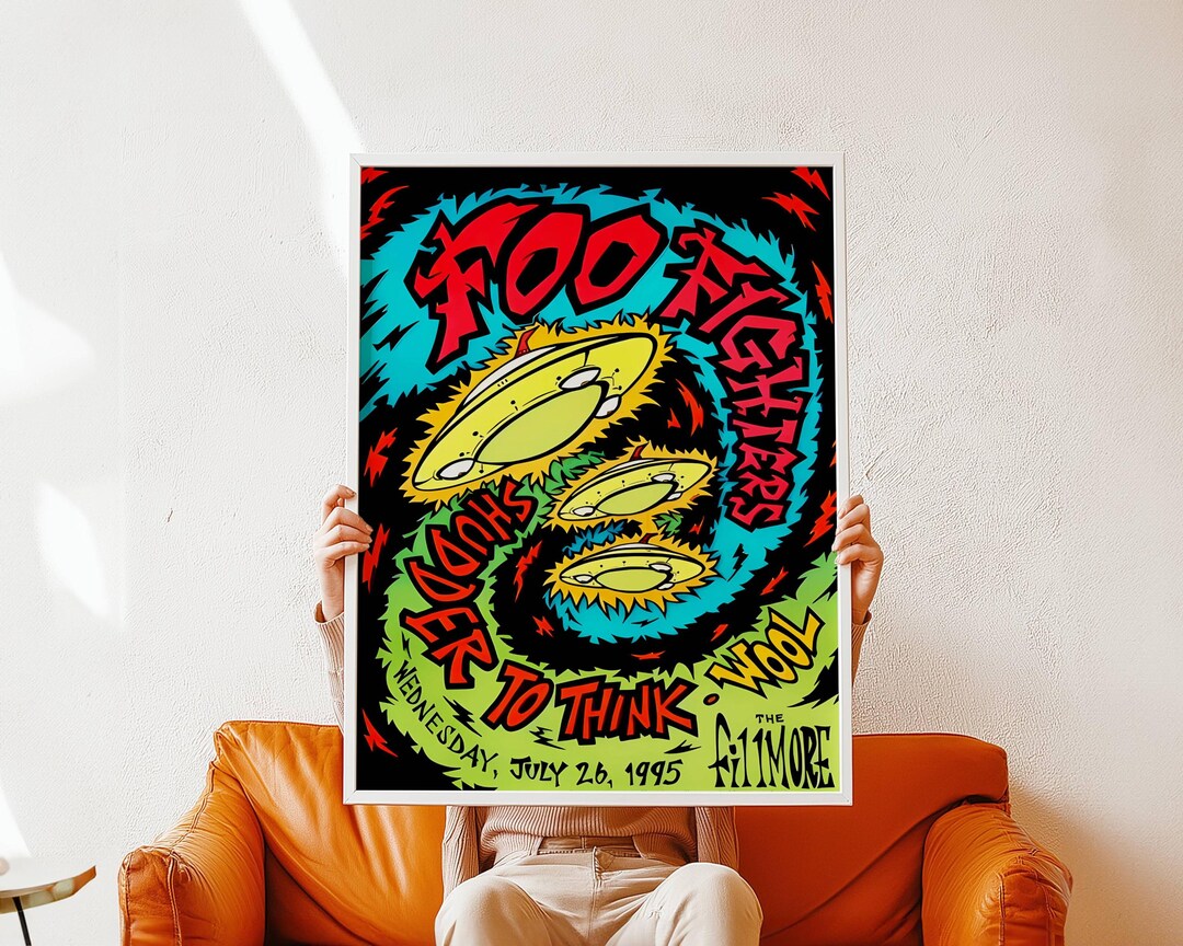 90s Rock Concert Poster, Psychedelic Alternative Band Print, Fillmore ...