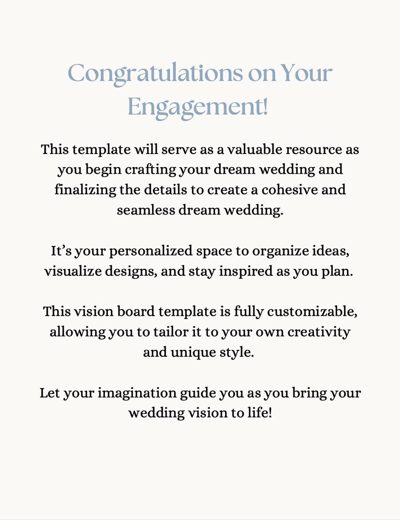 Wedding Vision Board Template & Guide - Editable Wedding Planner ...