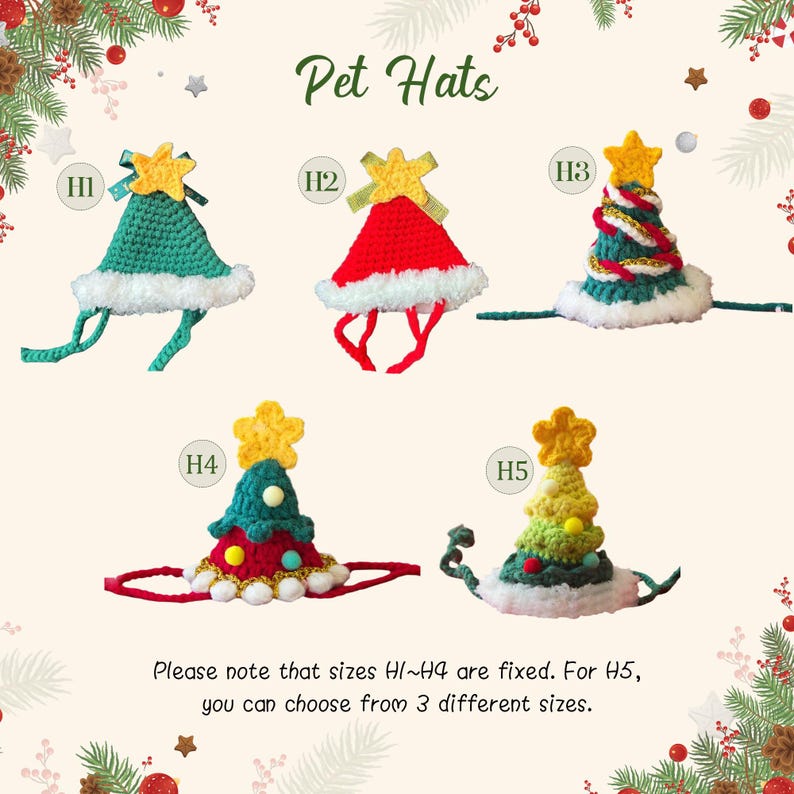 Christmas Dog Hat and Scarf Set, Crochet Pet Christmas Costume, Holiday ...