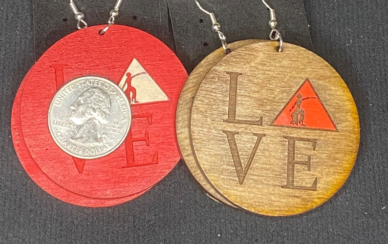Delta Sigma Theta RED Wood Earrings With Love and Lady of Fortitude - Etsy