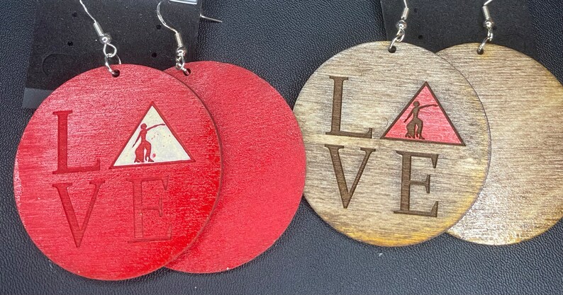 Delta Sigma Theta RED Wood Earrings With Love and Lady of Fortitude - Etsy