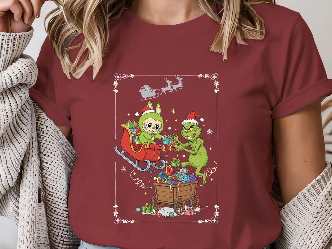 Grinch and Labubu Christmas PNG: Holiday Clipart for POD - Etsy