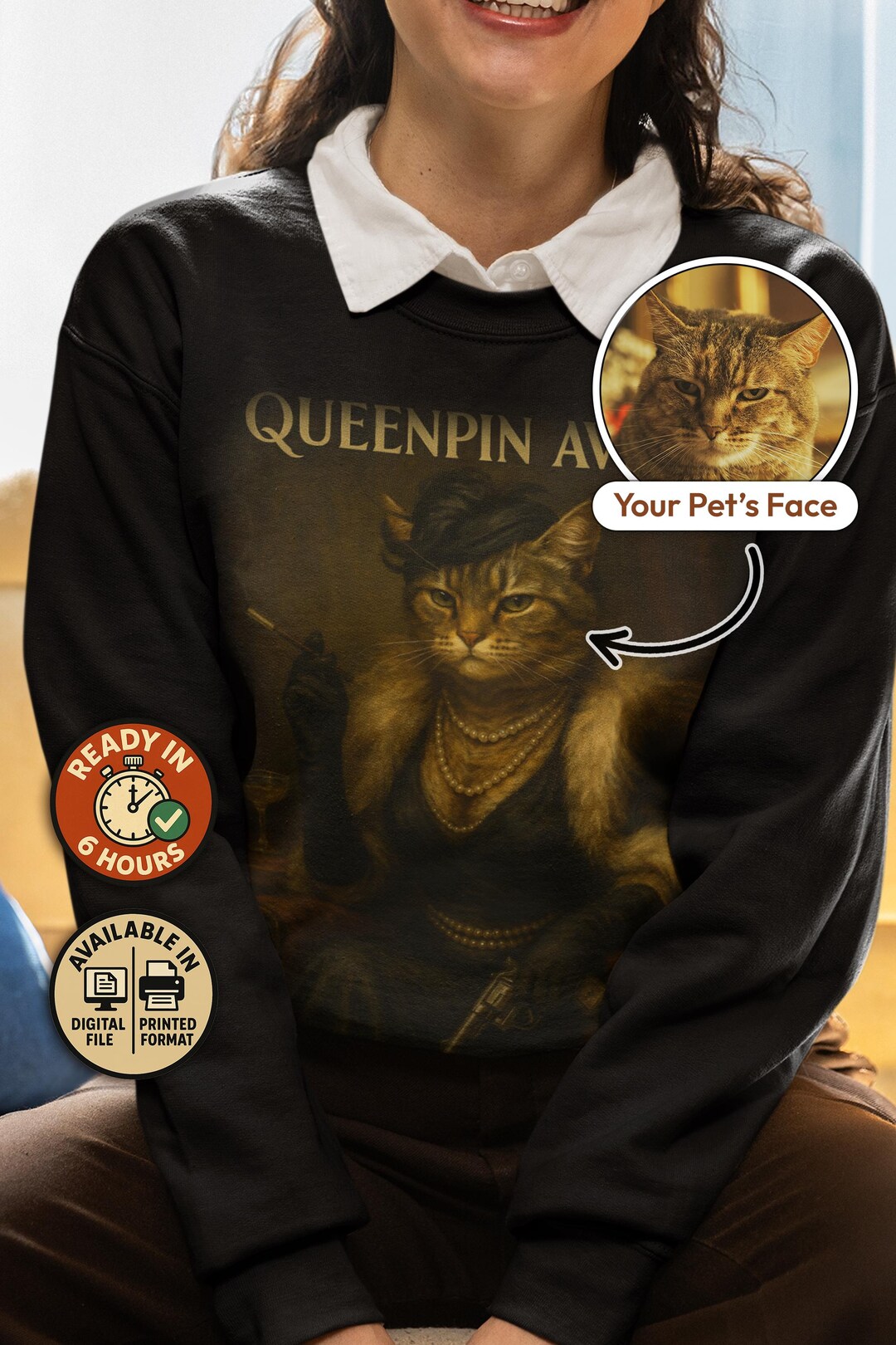 Custom Cat Mafia Boss T-shirt From Photo, Funny Personalized Mobster ...