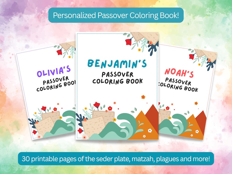 Personalized Passover Coloring Book | Toddler Seder Activity (digital ...