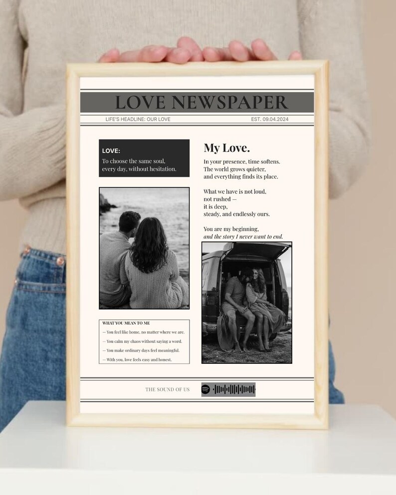 Editable Love Newspaper Template, Canva Couples Photo Collage, Timeline ...