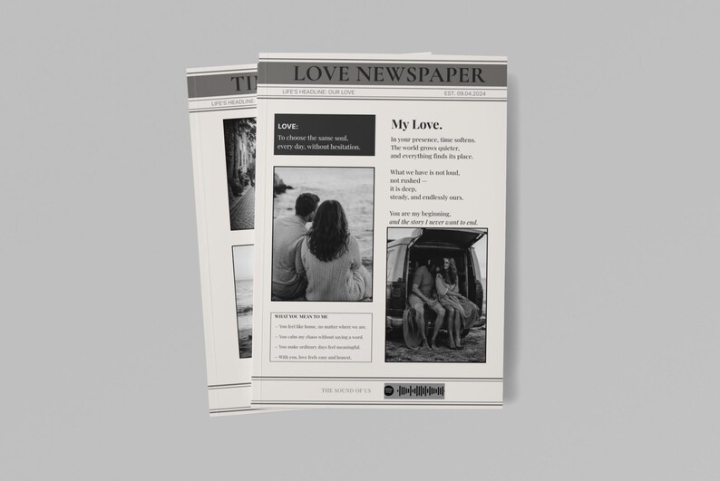 Editable Love Newspaper Template, Canva Couples Photo Collage, Timeline ...