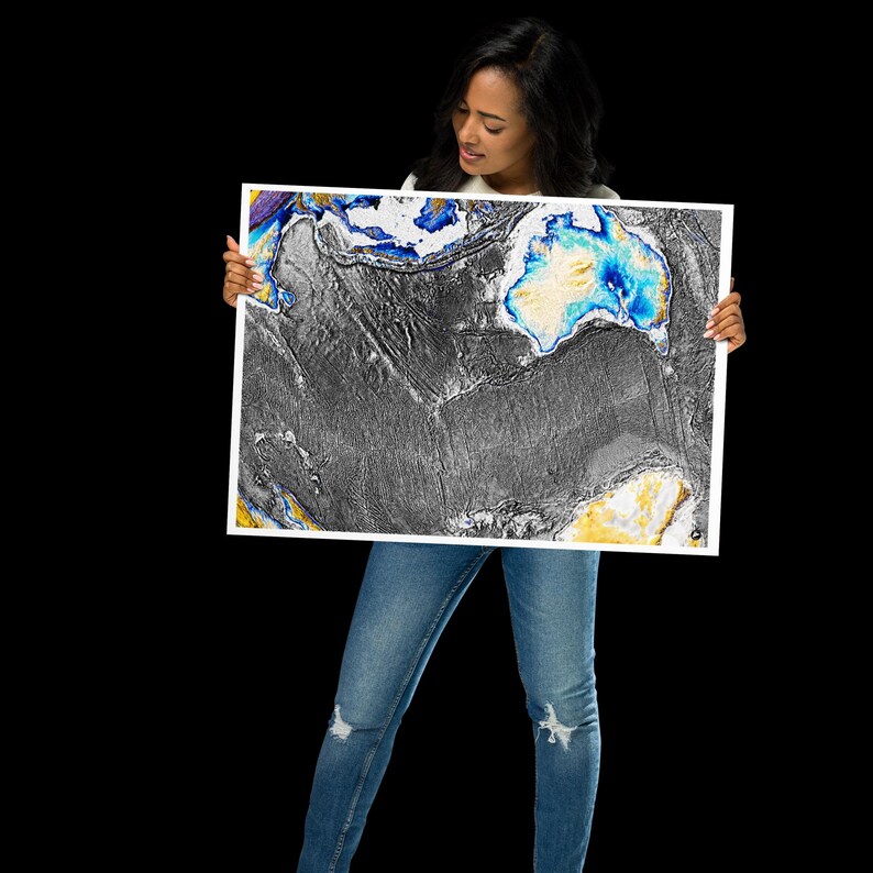 Poster: Deep Ocean Floor Bedrock Map / Blue 500 by Poikestheory.com.br ...