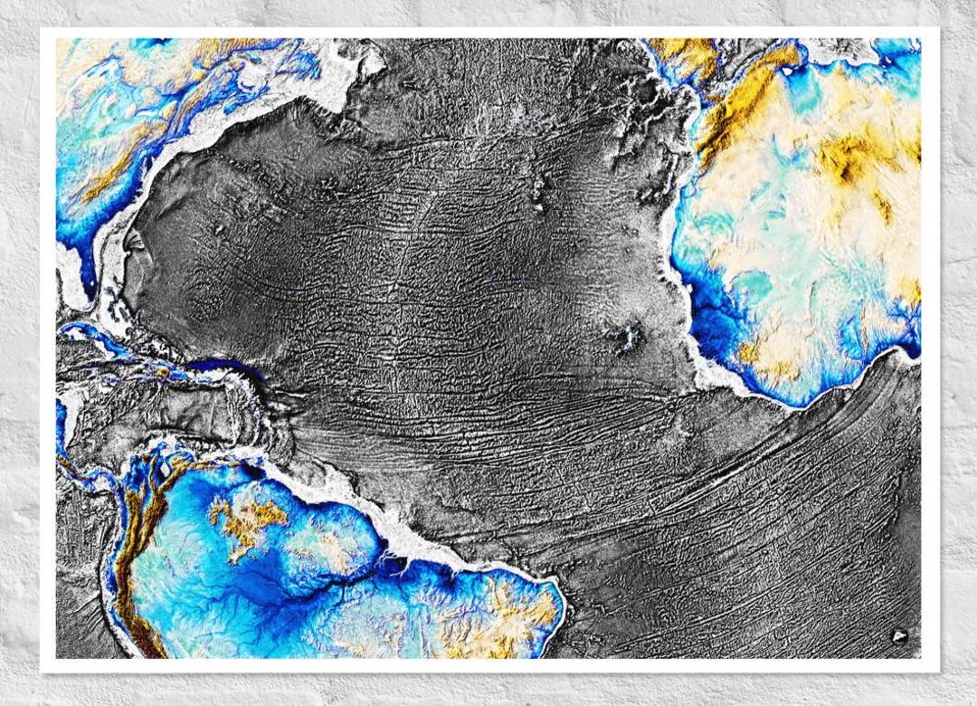 Poster: Deep Ocean Floor Bedrock Map / Blue 500 by Poiketheory.com.br ...