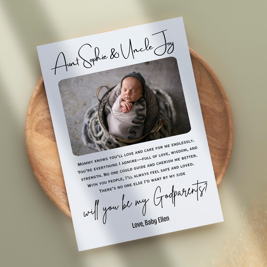 Godparent Proposal Card Template: Modern Baptism Invitation (canva ...